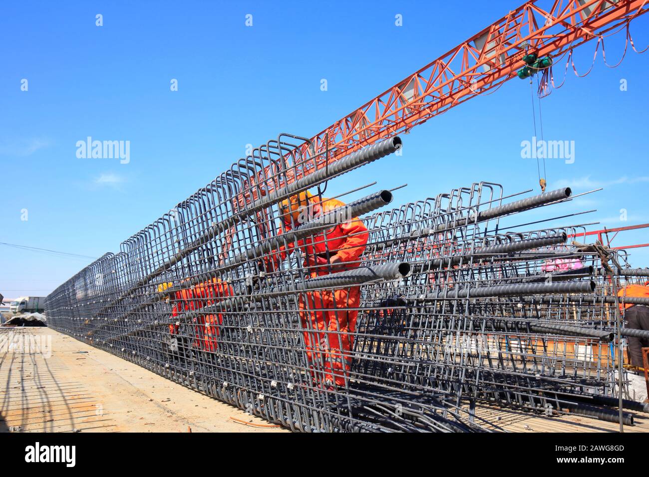 In the construction site, the welding workers at work Stock Photo - Alamy