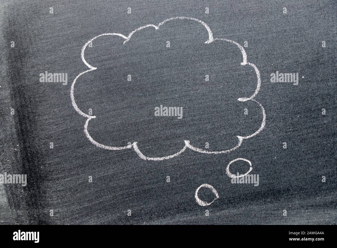 White color chalk hand drawing in cloud speech bubble shape shape on ...