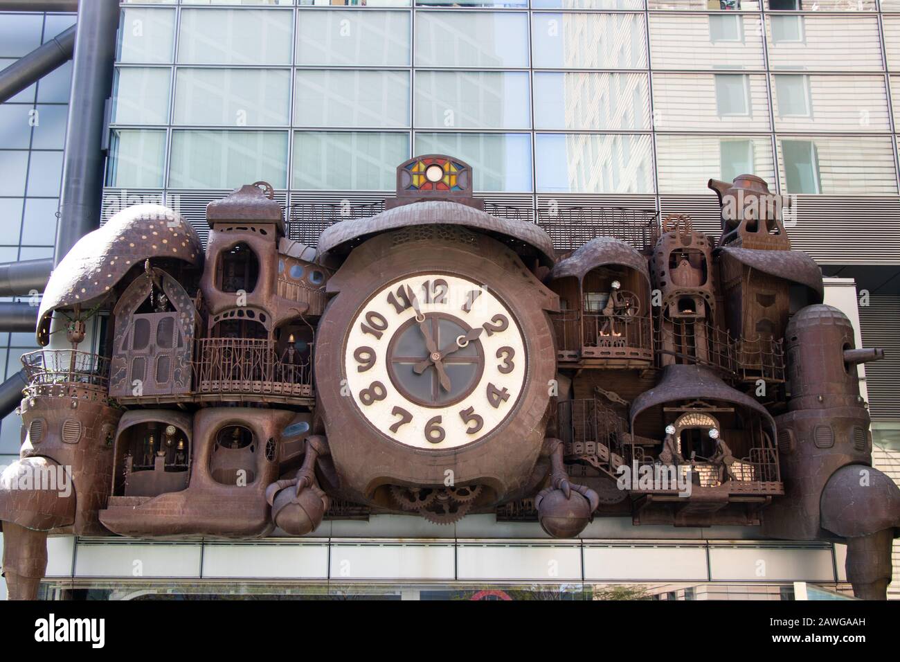 Tokyo, Japan - April 28, 2019 : The giant Ghibli clock that located at ...