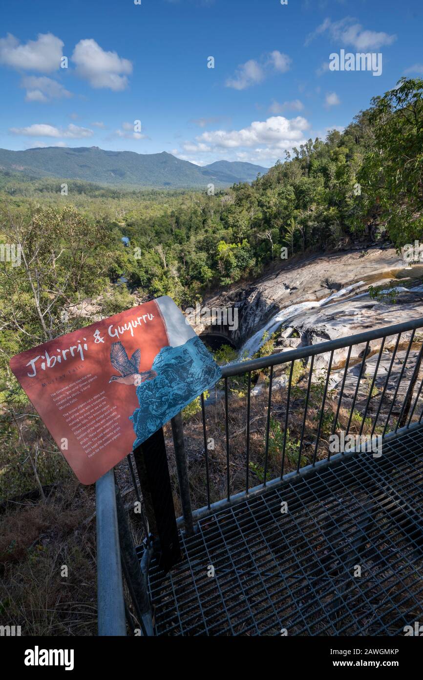 Information sign at Murray Falls lookout, Girramay National Park, near ...