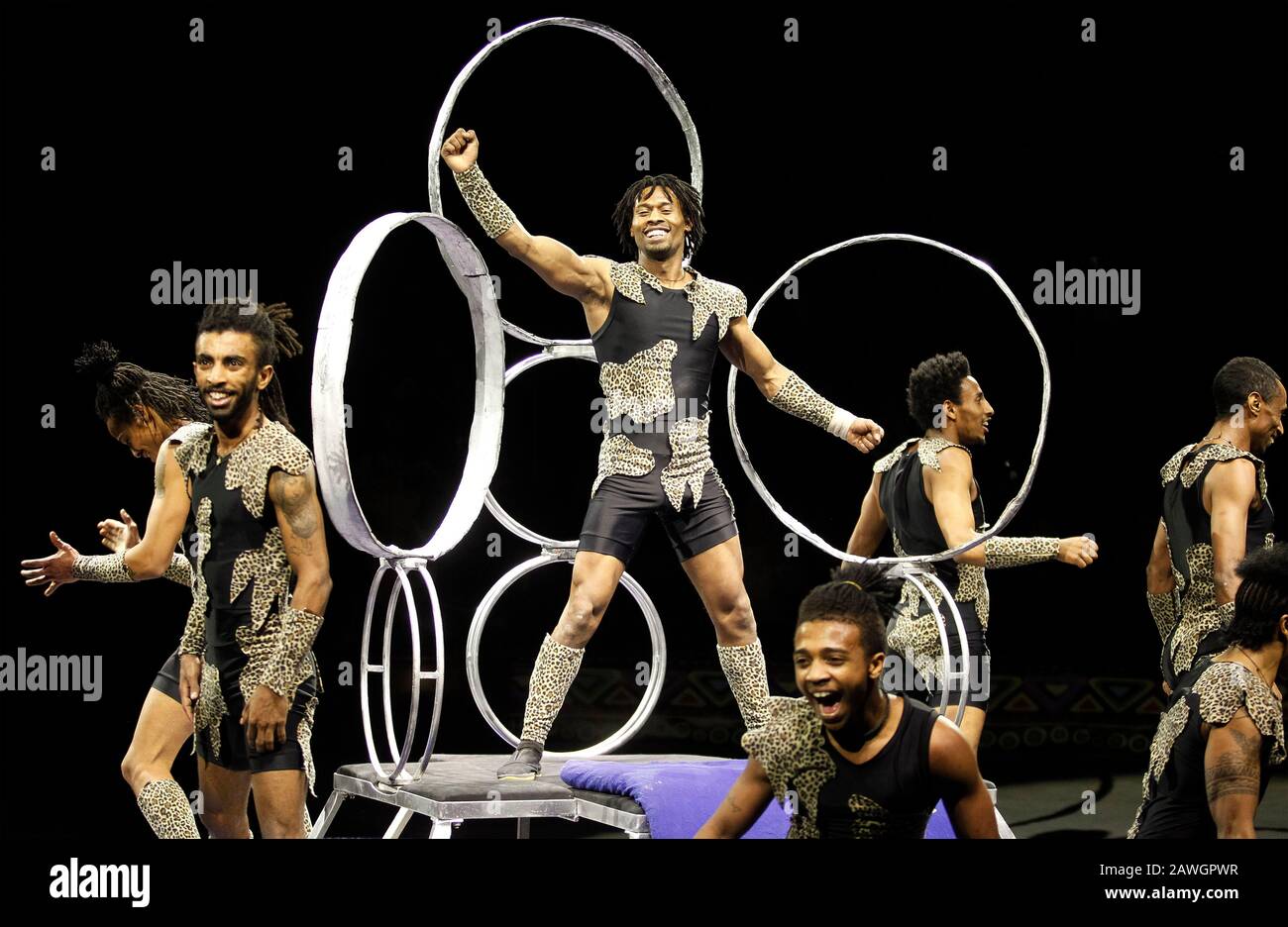 Kiev, Ukraine. 08th Feb, 2020. Ethiopian artists from Circus African ...