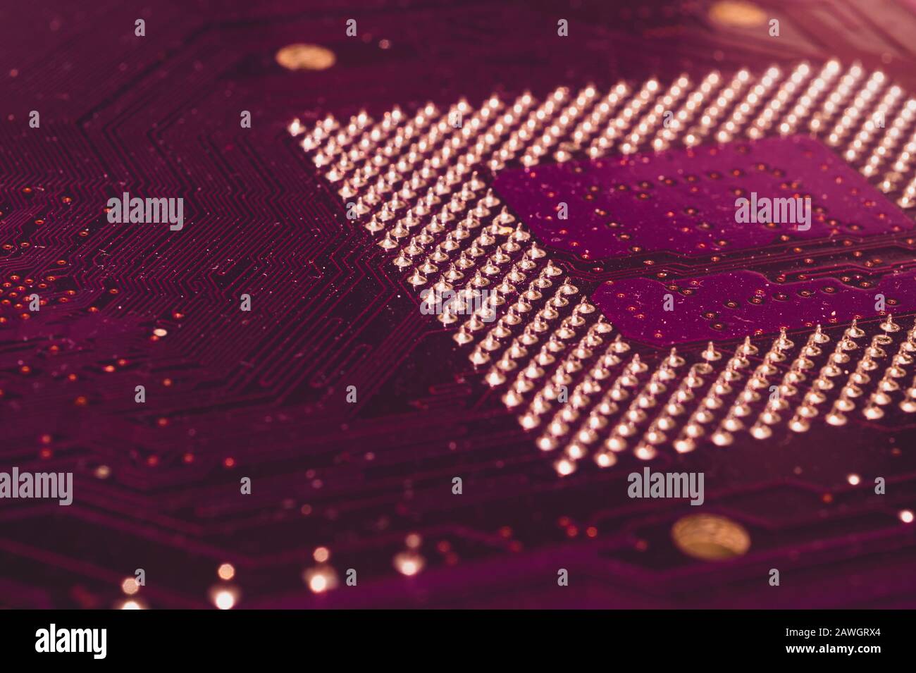 Processor pins macro. computer motherboard close up. cpu pins on a ...