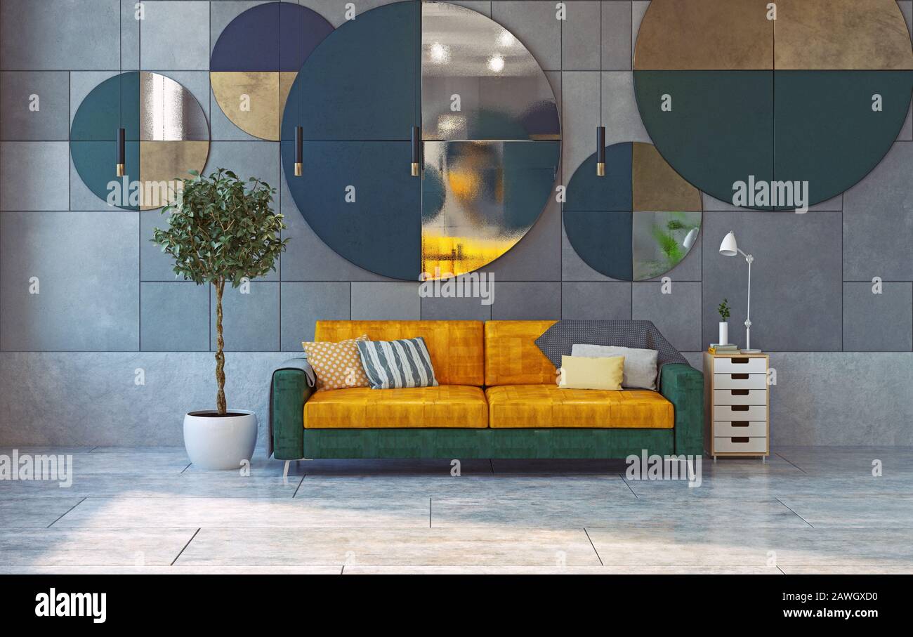 modern living interior, 3d rendering decor concept design Stock Photo ...