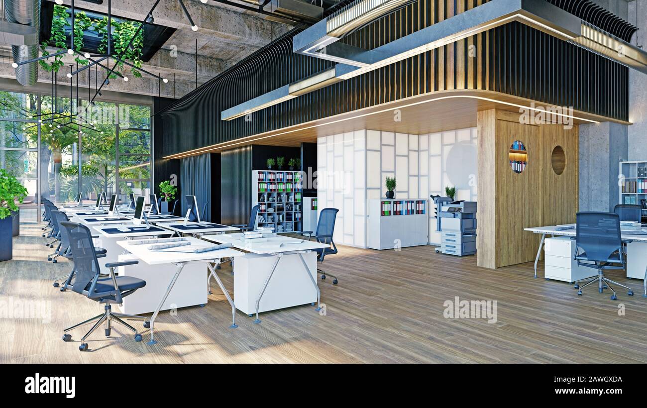 modern office interior, 3d rendering business concept design Stock ...