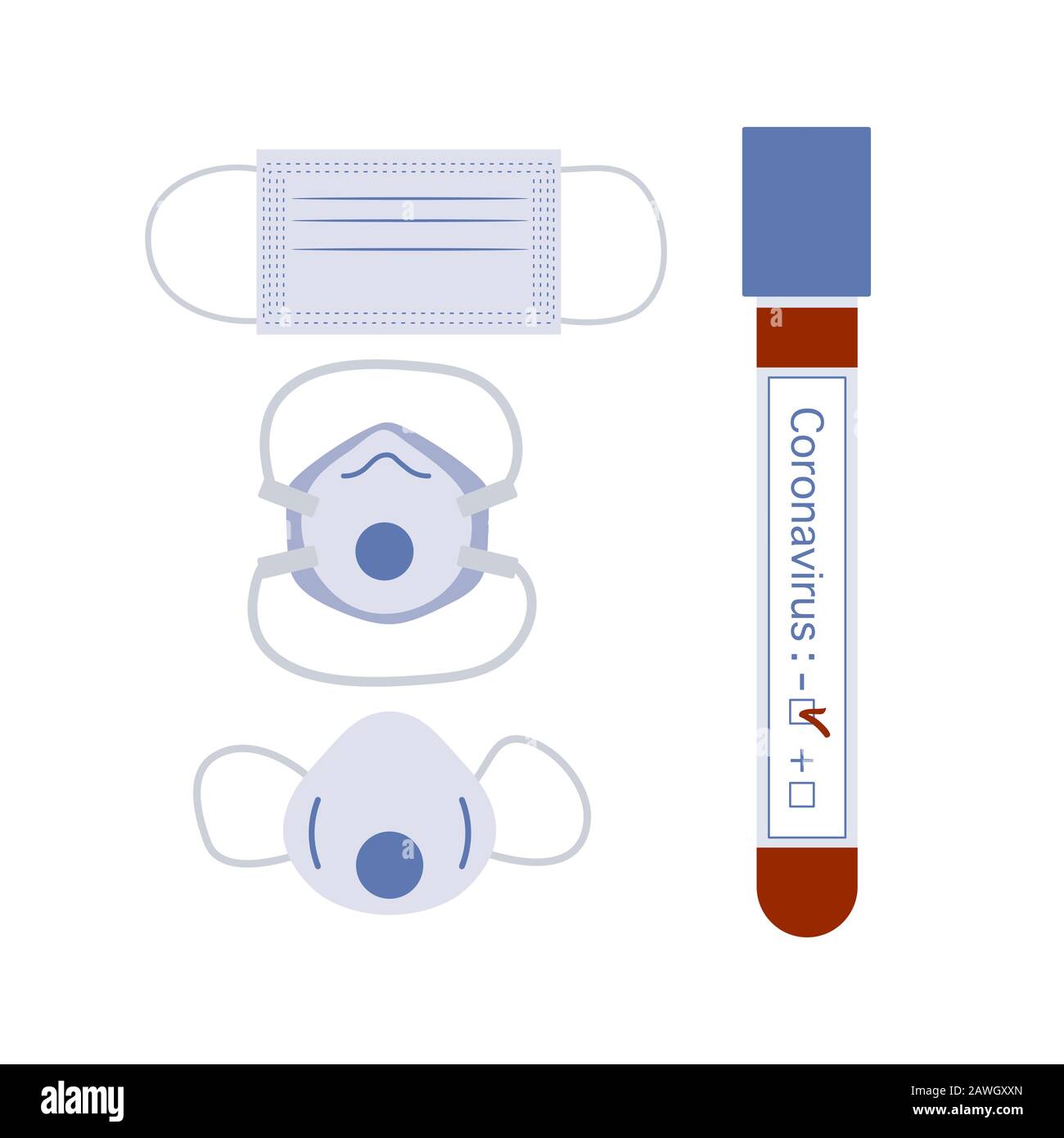 Vector illustration Blood tube, negative Chinese corona virus ncov test ...