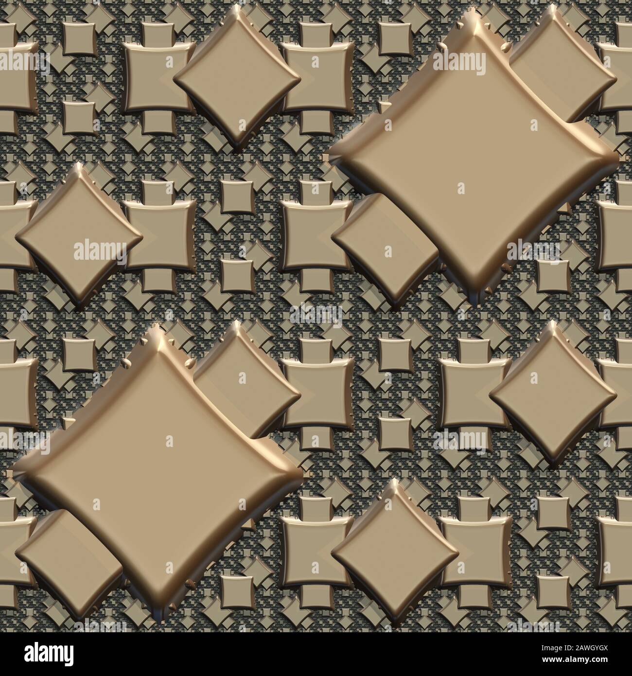 3D render of plastic seamless background tile with embossed metallic ...