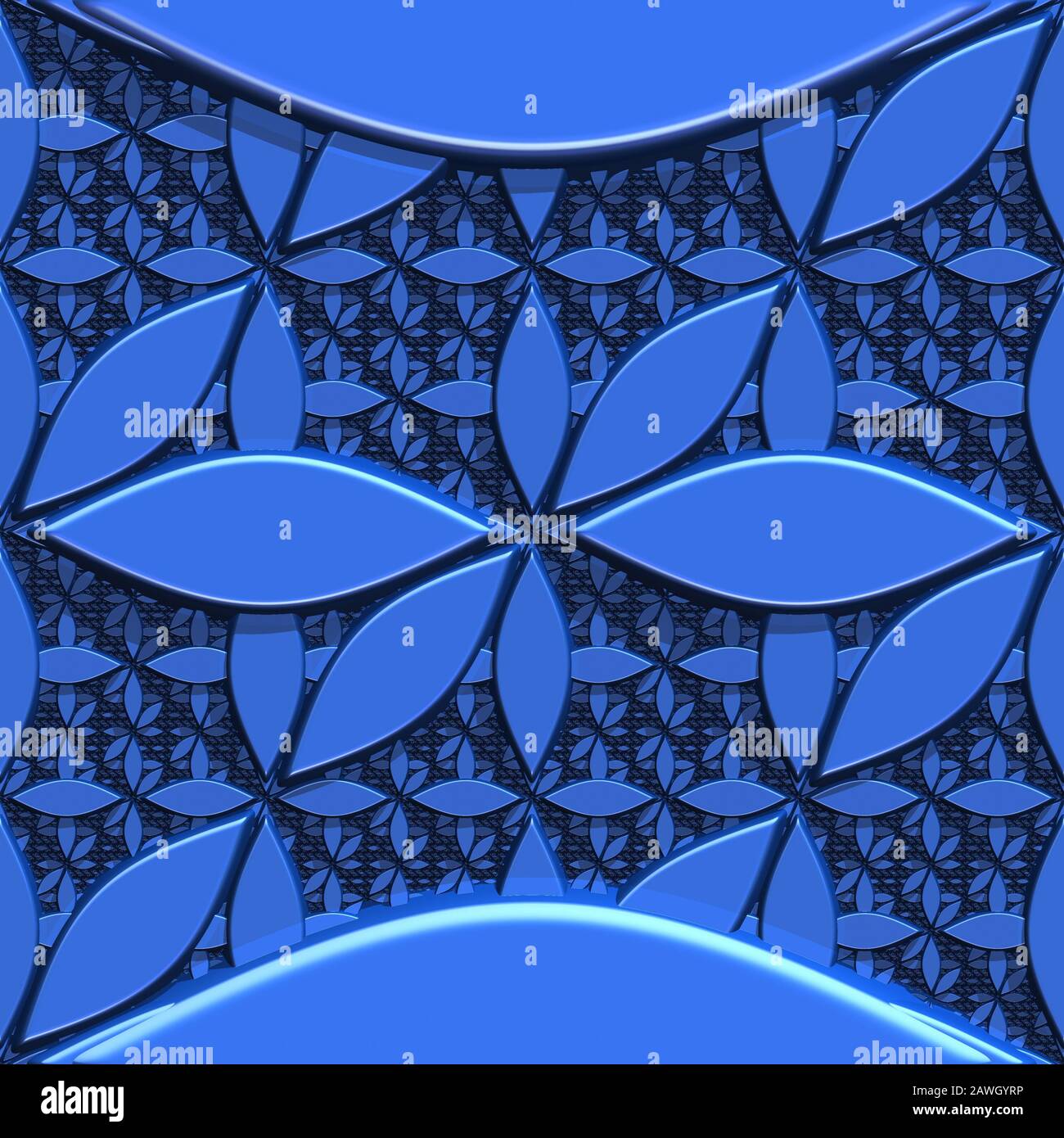 3D render of plastic seamless background tile with embossed metallic fractal texture ...