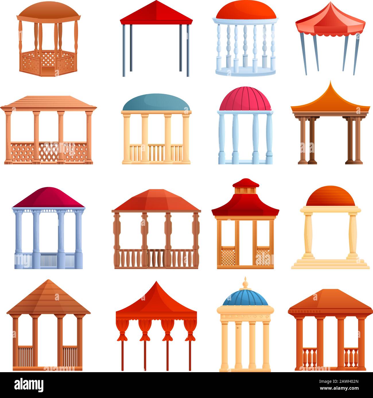 Gazebo icons set. Cartoon set of gazebo vector icons for web design ...