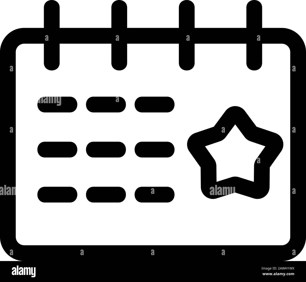 Calendar is an important vector icon. Isolated contour symbol ...
