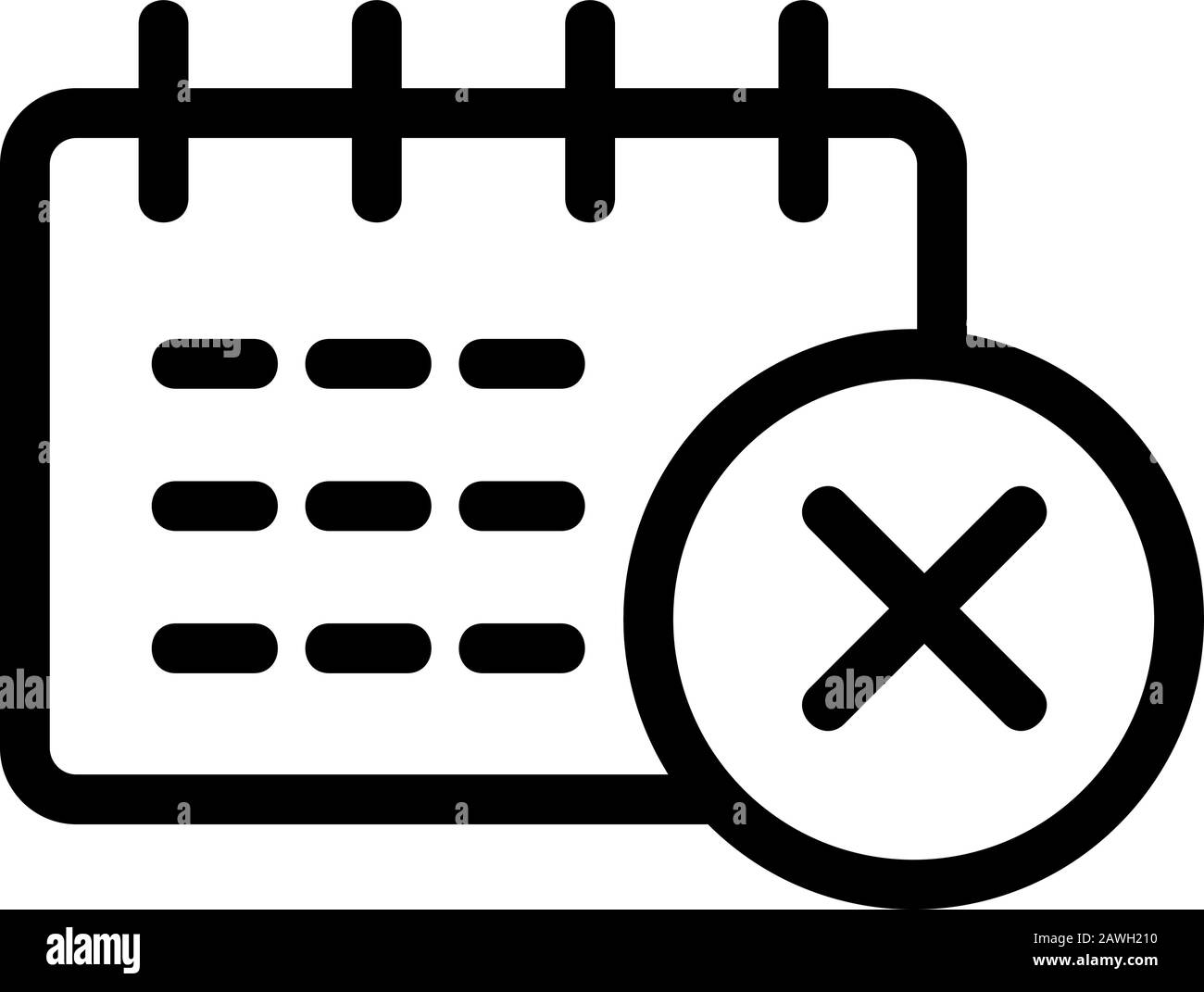 calendar cancelling the icon vector. Isolated contour symbol ...