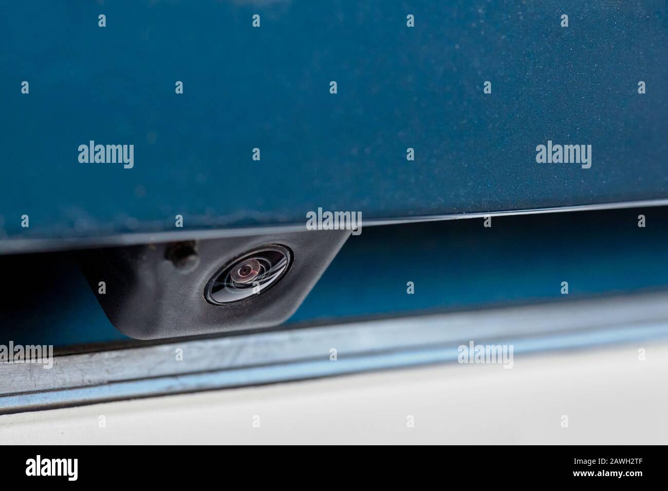 Luxury car rear view camera close up for parking assistance. Concept of ...