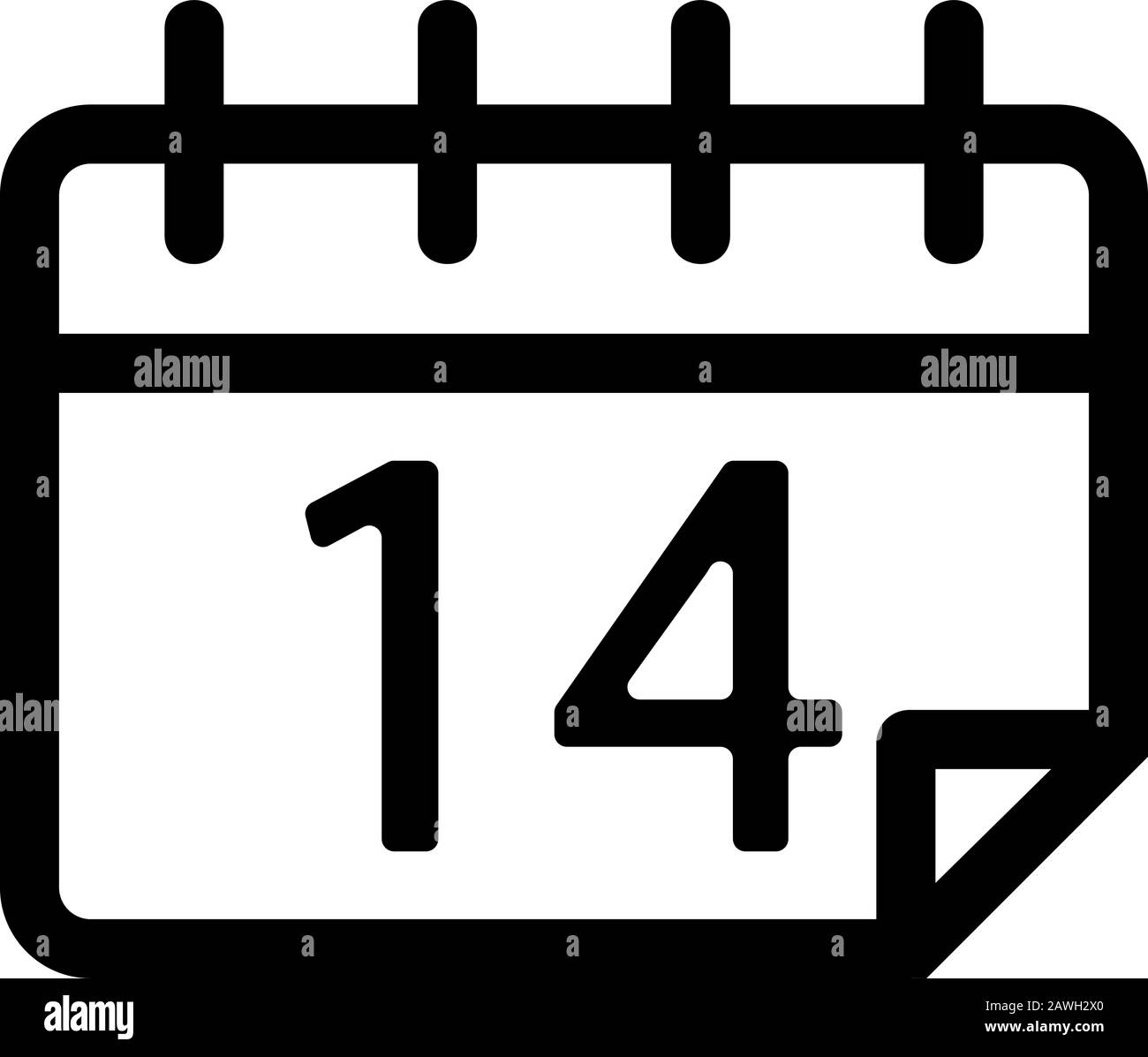 Calendar 14 number icon vector. Isolated contour symbol illustration ...