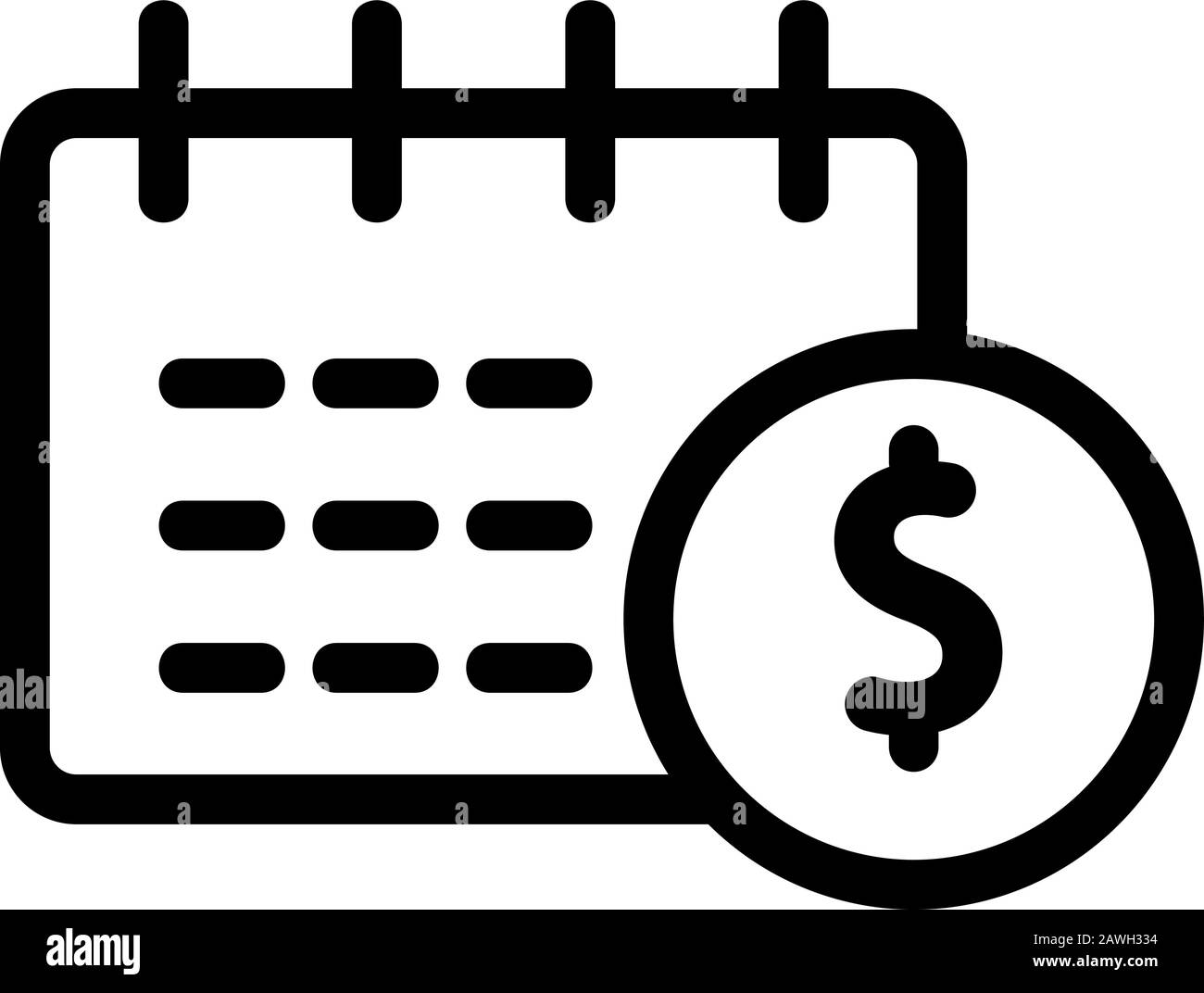 Calendar money icon vector. Isolated contour symbol illustration Stock ...