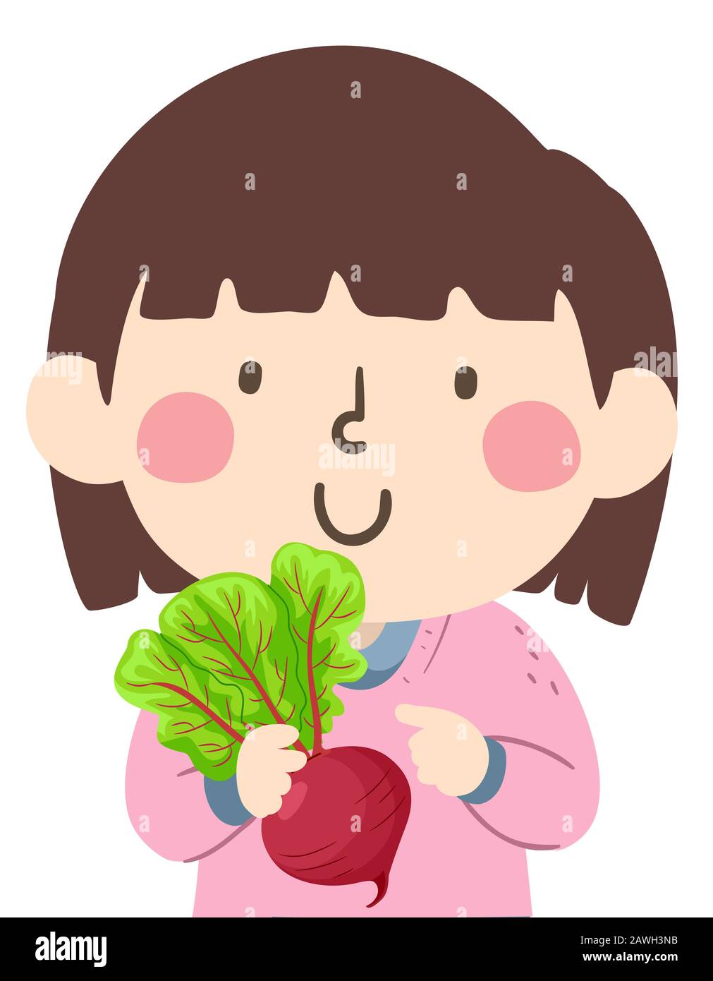 Illustration of a Kid Girl Holding And Pointing to a Beetroot Superfood ...