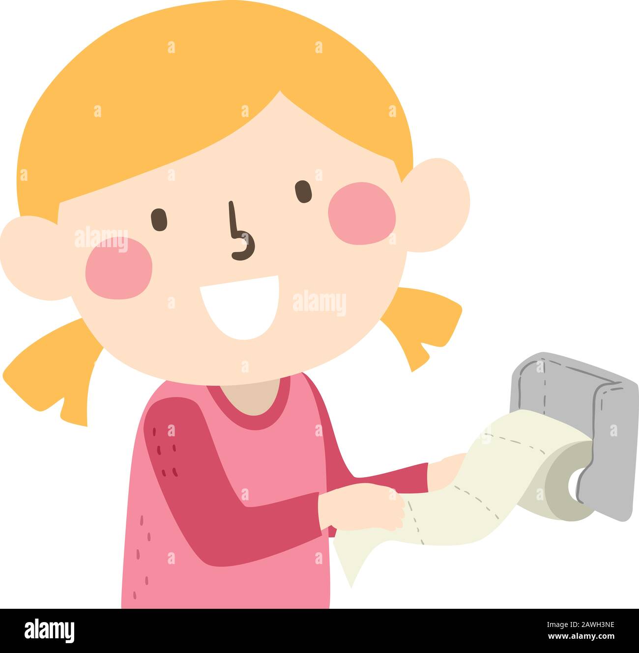 Illustration of a Kid Girl Holding a Roll of Tissue as Sample of ...