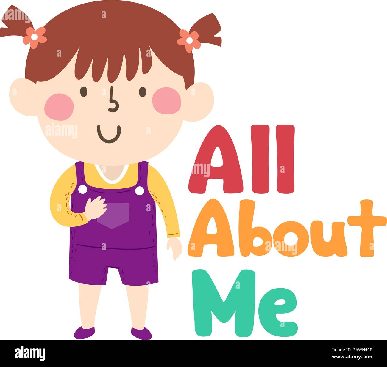 Illustration of a Kid Girl Student Standing Next to All About Me ...