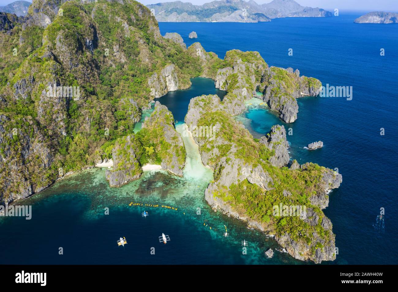 View from above, stunning aerial view of the Big Lagoon and the Small ...