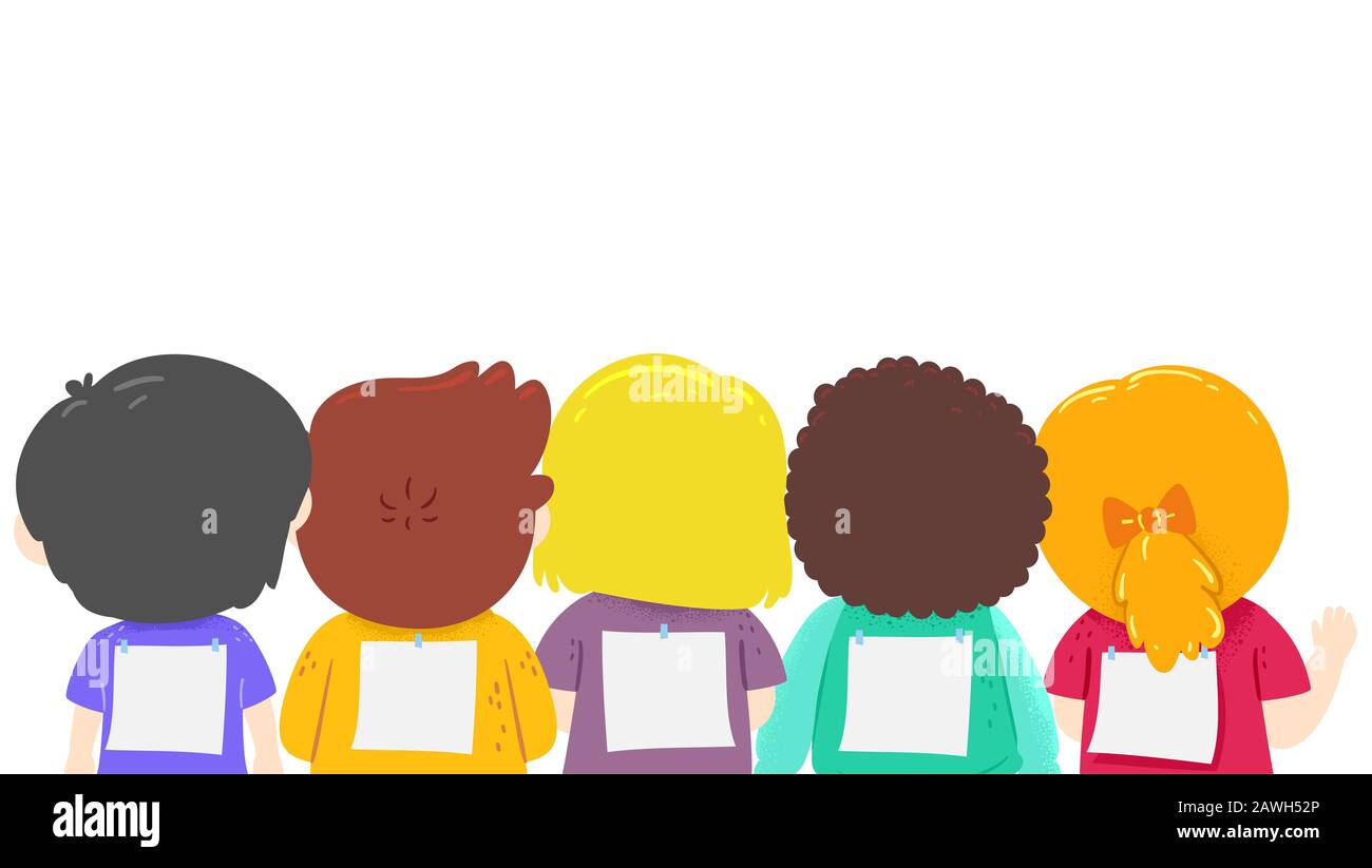 Illustration of Kids Students with Blank Paper Stuck on their Back ...