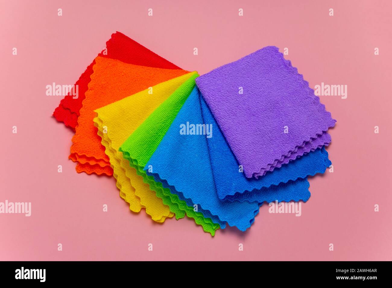 rainbow cloth patterns isolated on pastel pink background, red, orange ...