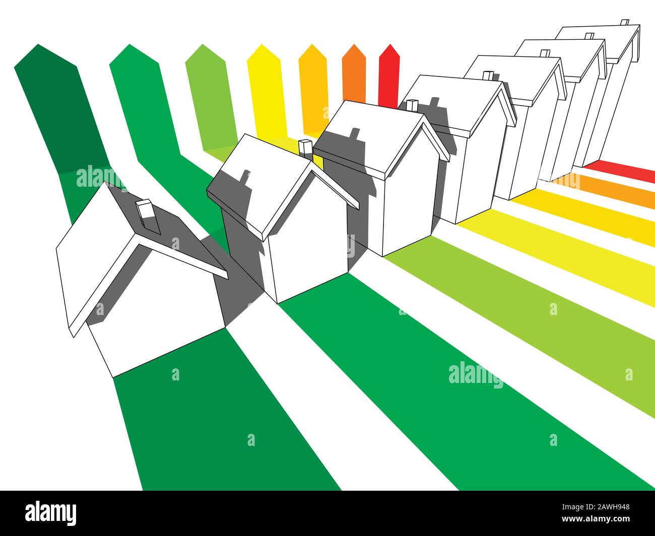 seven houses certified in seven energetic classes in energy rating ...