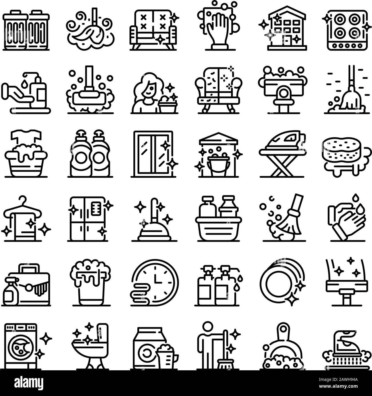 Cleaning services icons set, outline style Stock Vector Image & Art - Alamy