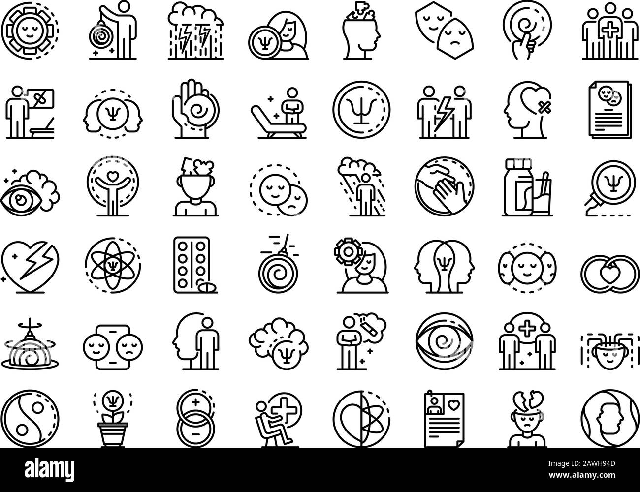 Psychologist icons set, outline style Stock Vector Image & Art - Alamy