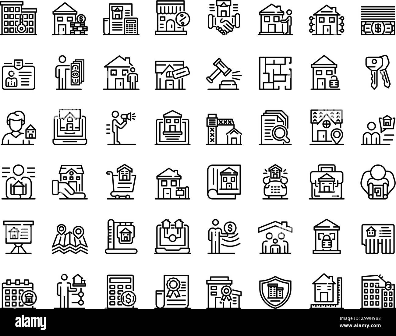 Realtor icons set, outline style Stock Vector Image & Art - Alamy