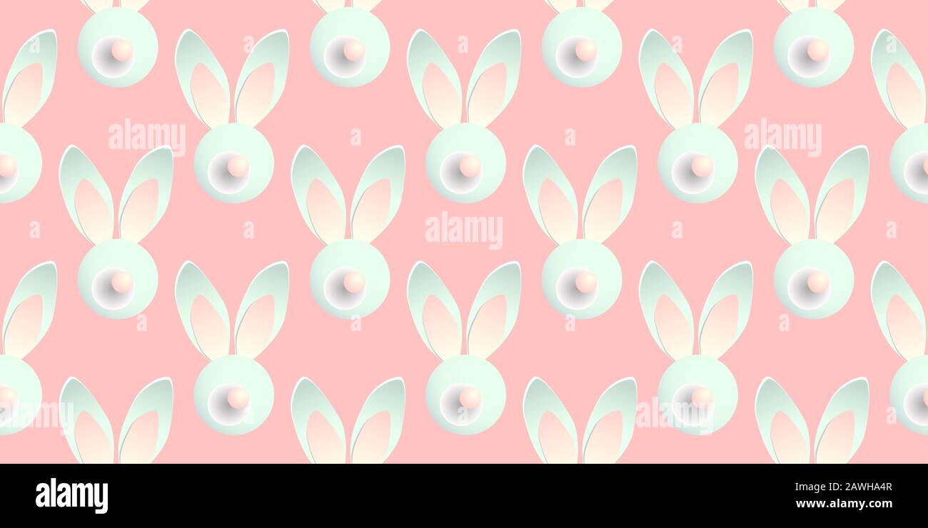 Easter background horizontal banner. Seamless pattern. Easter bunny ...