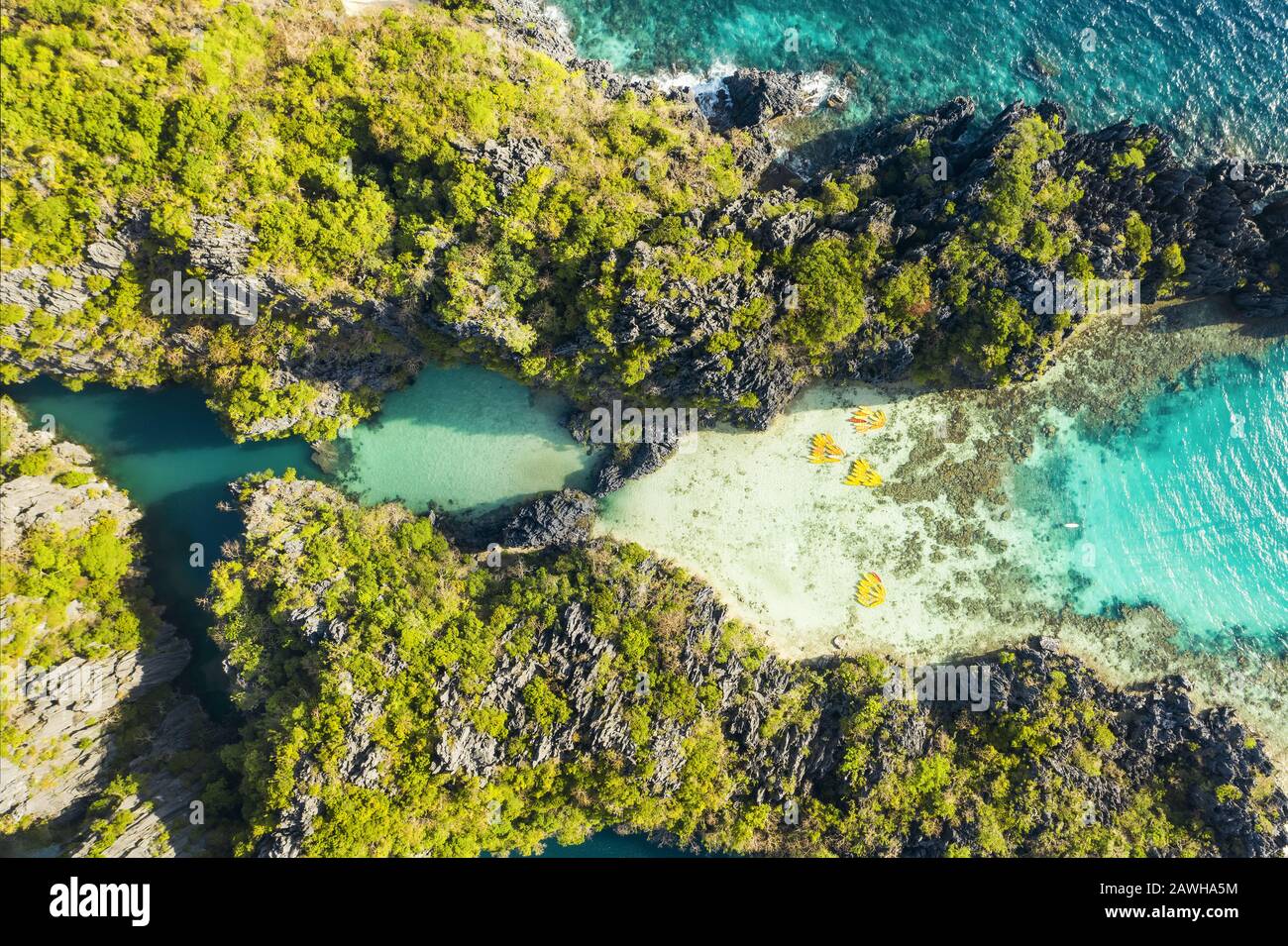 View from above, stunning aerial view of the Big Lagoon and the Small ...
