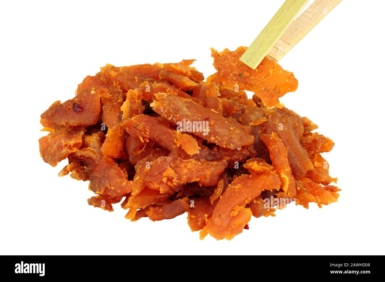 Smoked Scottish salmon jerky isolated on a white background Stock Photo ...