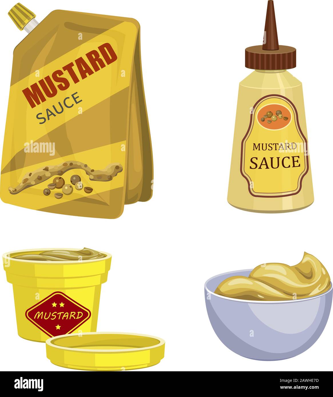 Mustard icons set. Cartoon set of mustard vector icons for web design ...