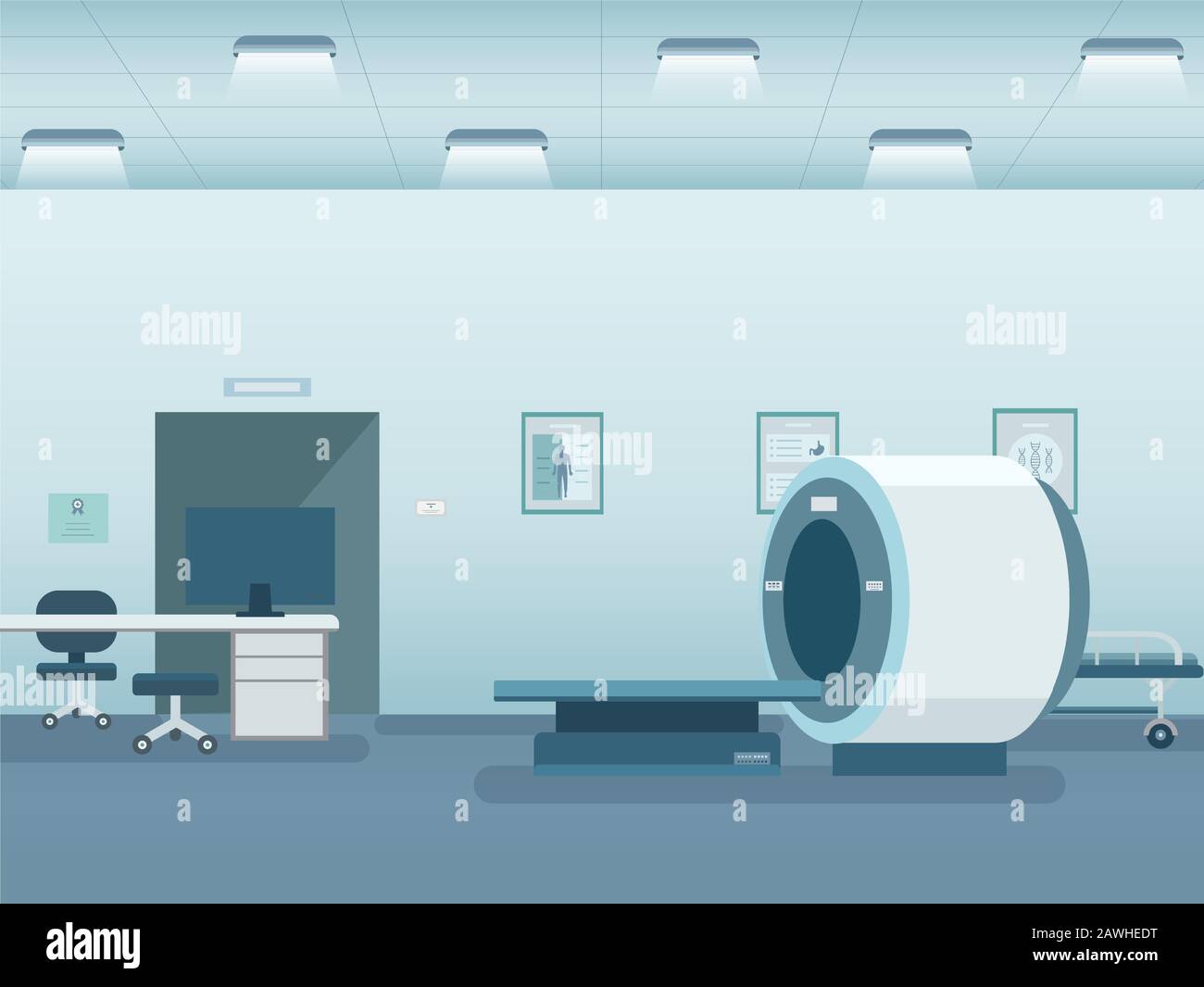 Hospital interior with mri scanner vector illustration Stock Vector ...