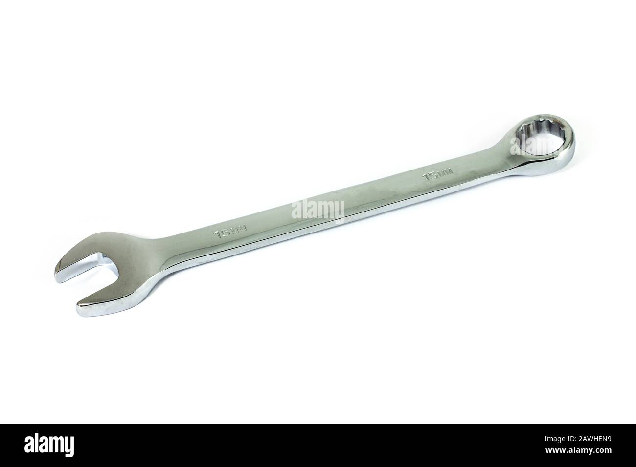 Chrome-plated wrench isolated on white background Stock Photo - Alamy