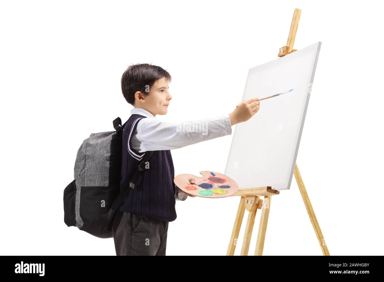 Male art student drawing at easel Cut Out Stock Images & Pictures - Alamy