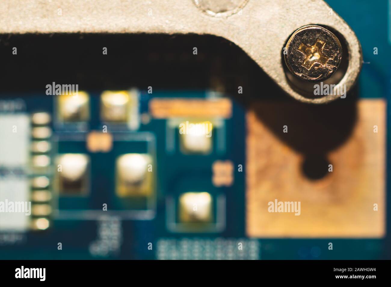 Macro detail of circuit board. computer motherboard close up. micro ...