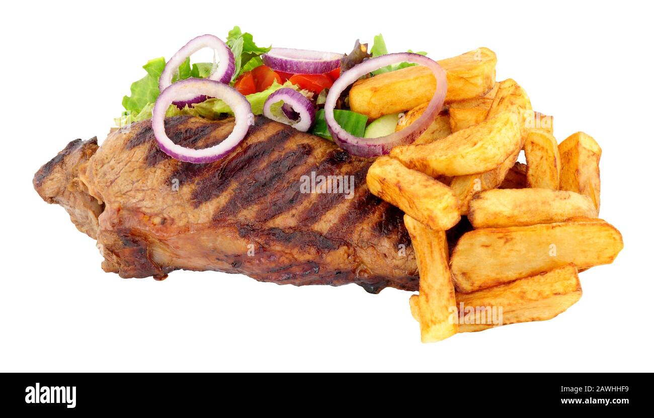 Sirloin steak chips salad hi-res stock photography and images - Alamy