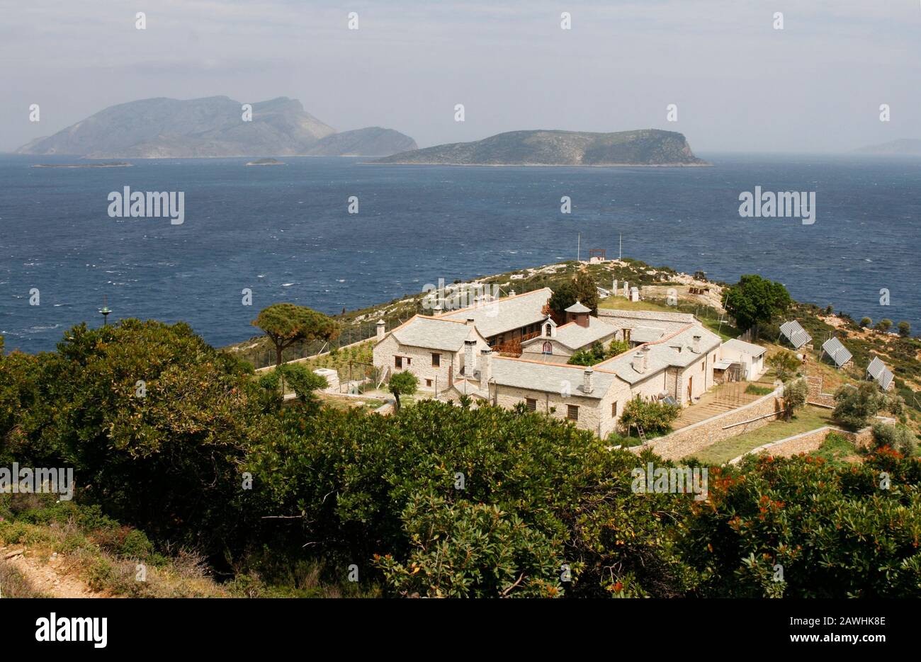 Kyra Panagia Monastery, Pelagonisi island (Nisos Kyra Panagia) and ...