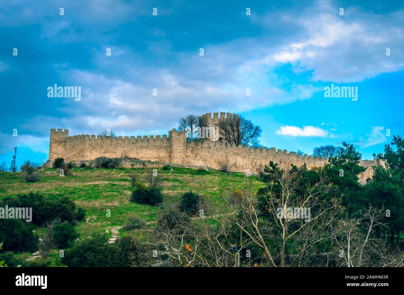 The medieval crusader castle of Platamon,located southeast of Mount ...