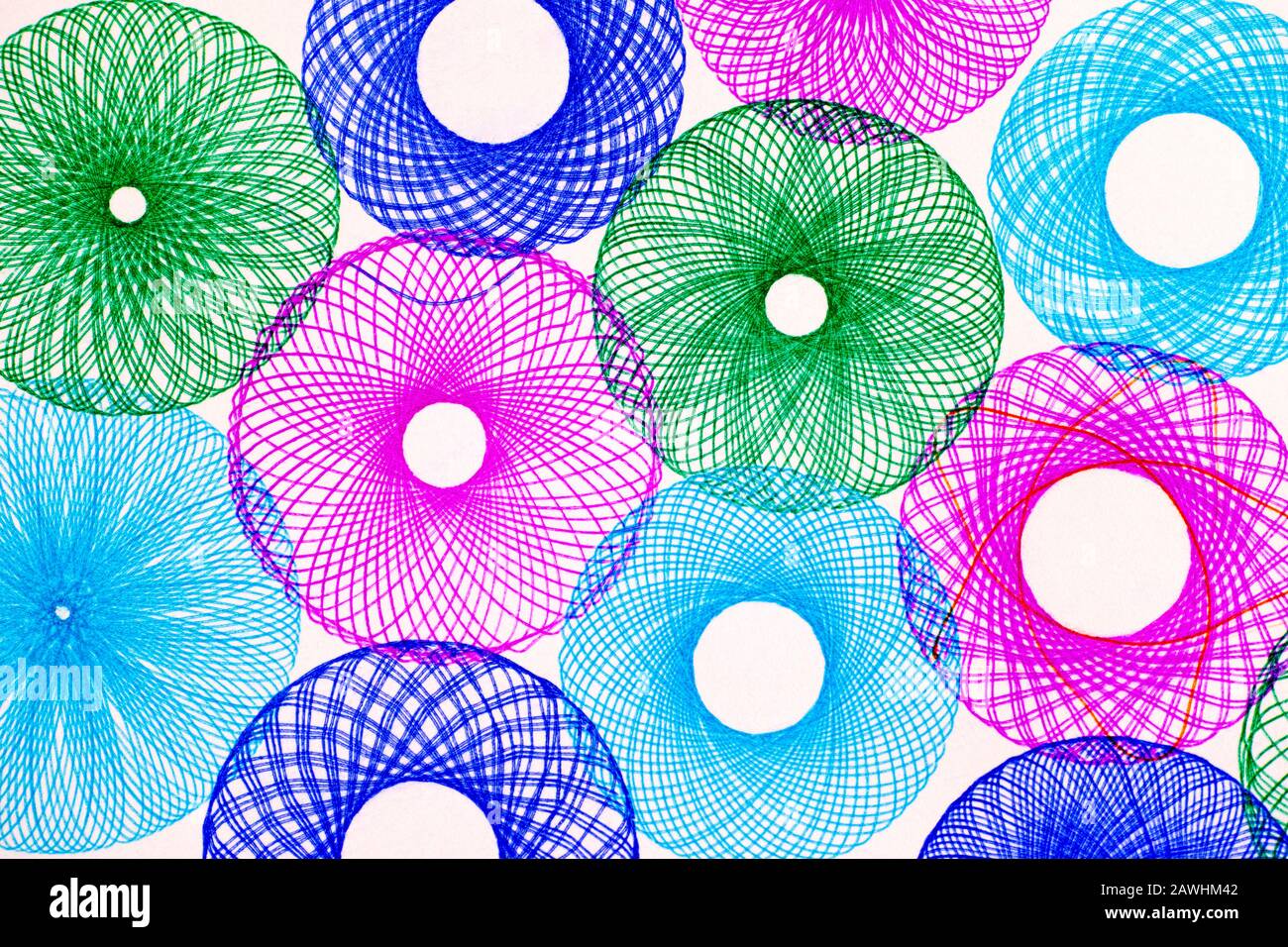 Colour lined circles pattern backgrounds. Pen drawing Stock Photo - Alamy
