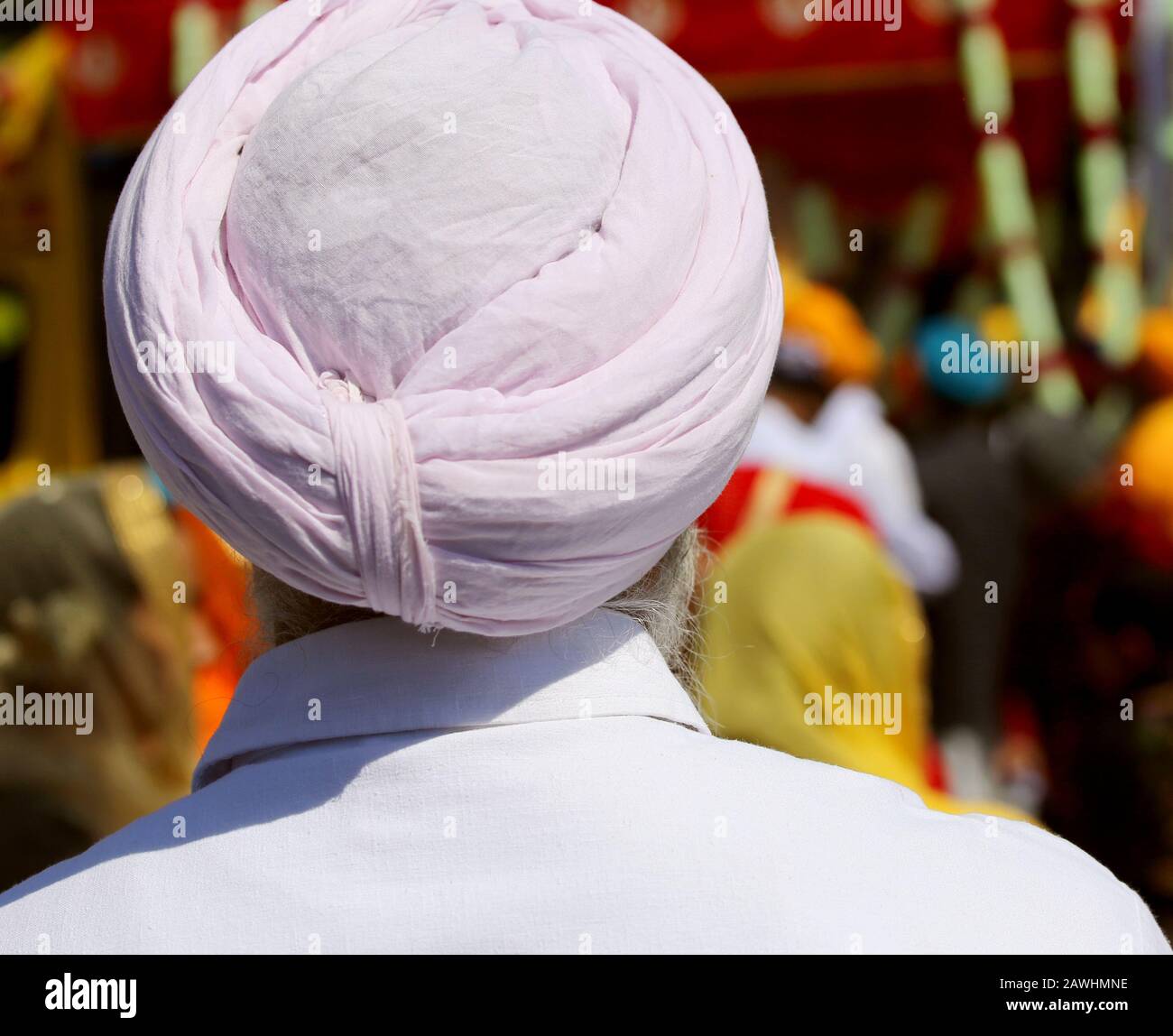 sikh man with turban during the religious ceremony called Nagar Kirtan ...