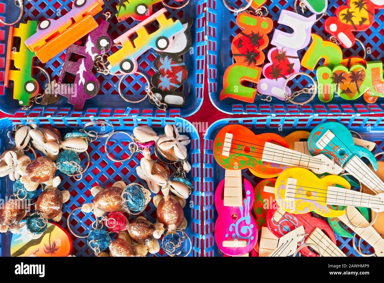 Boracay, Aklan Province, Philippines: Array of colorful key chain ...