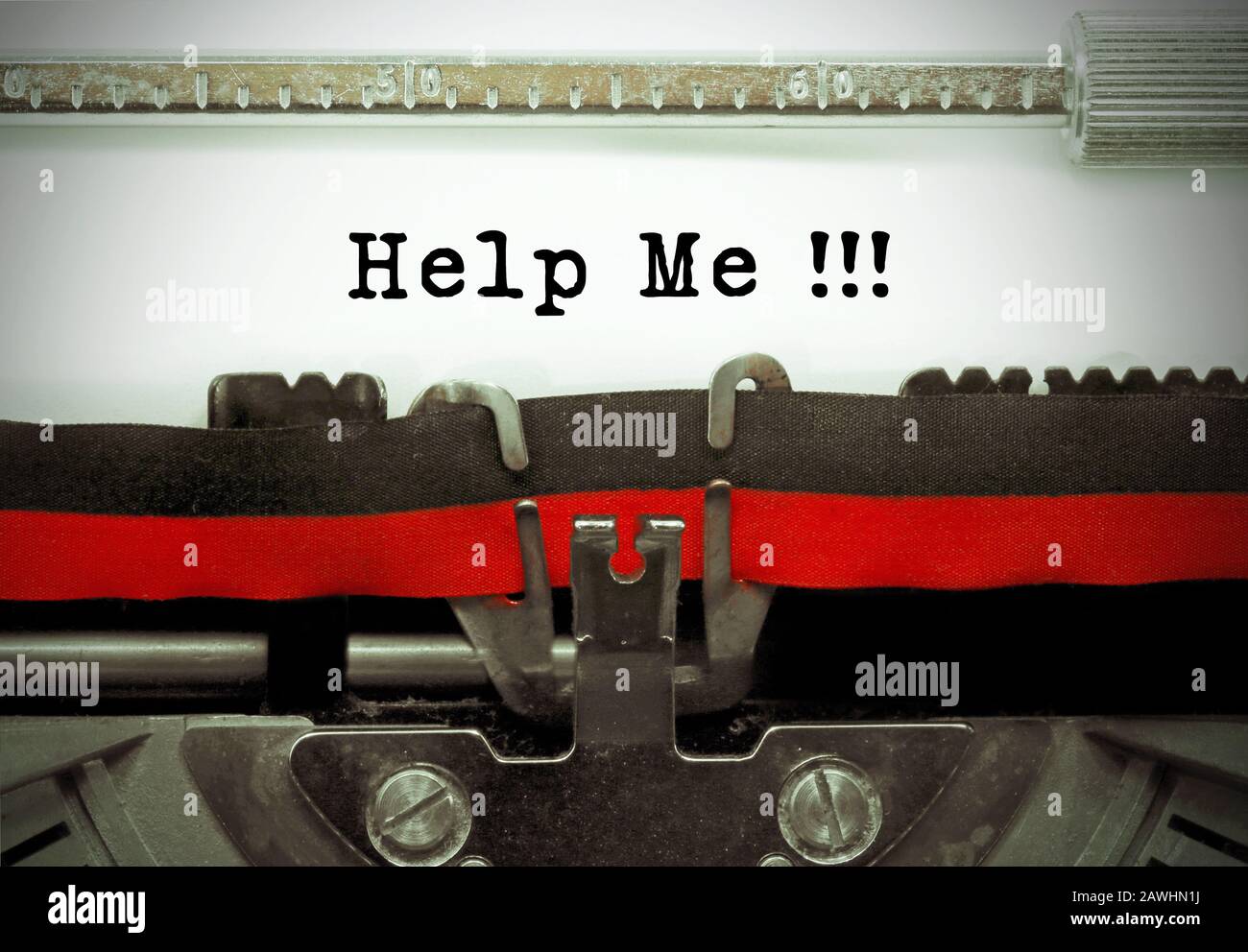 Help me with exclamation mark written by an old typewriter Stock Photo ...