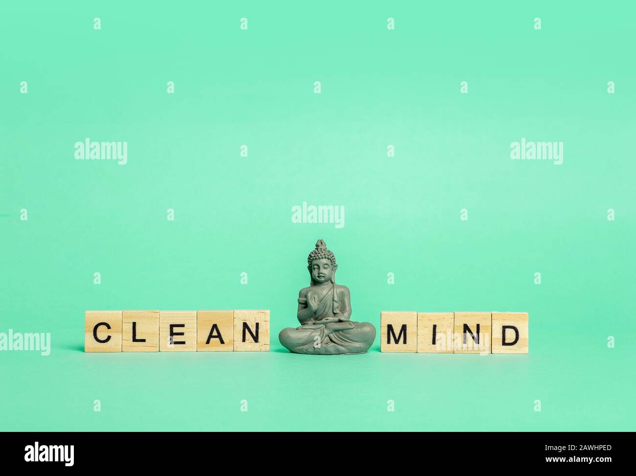 clean mind concept. The inscription clean mind on a empty green ...
