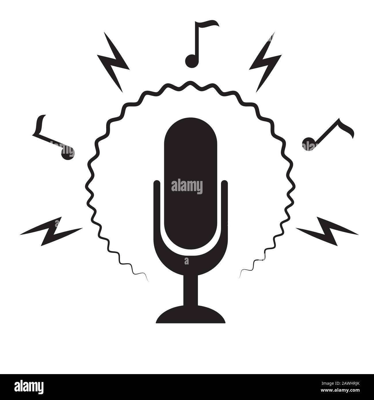 Old microphone music notes illustration hi-res stock photography and ...