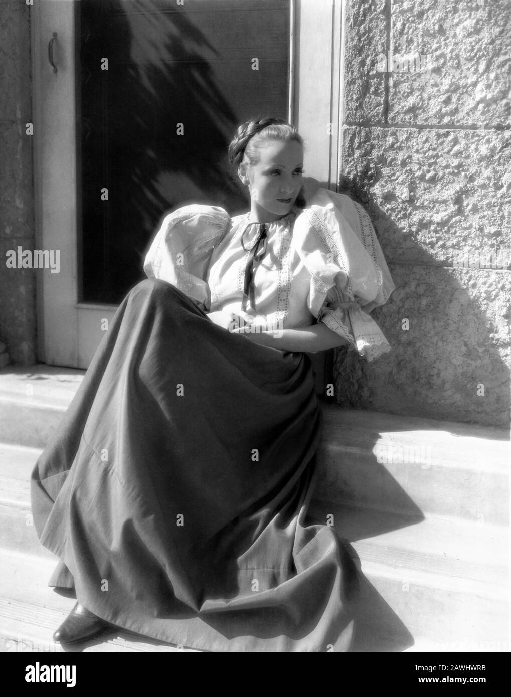 MARLENE DIETRICH in costume outside Paramount Studios Soundstage during ...