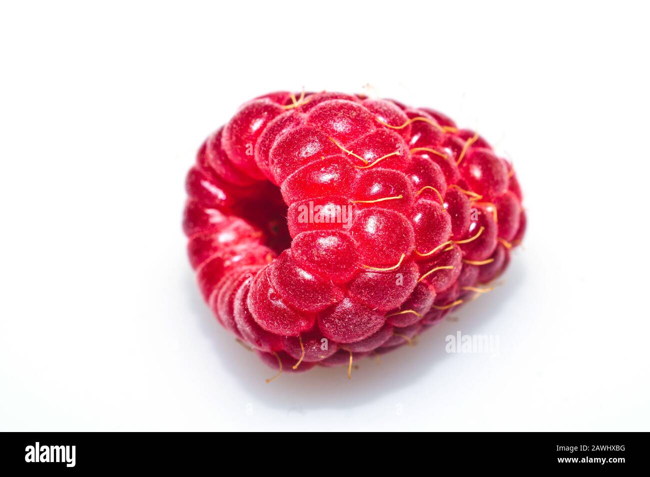 Fresh raspberry isolated on white. ripe raspberries. red berry macro ...