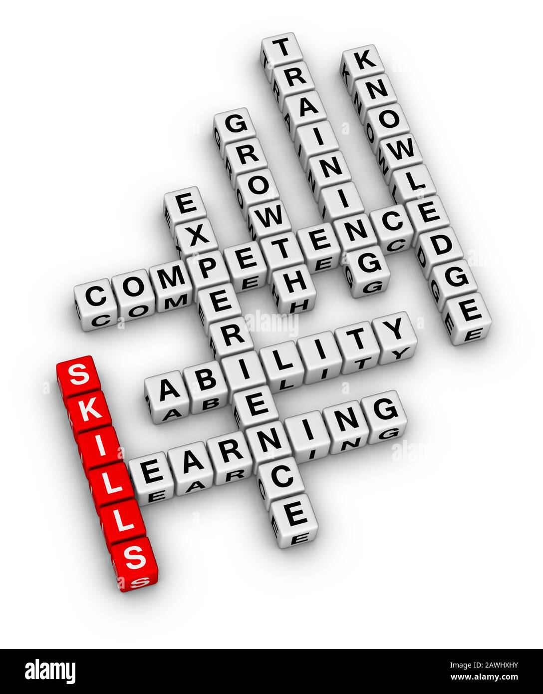 Personal Soft Skills Concept Word Cloud. 3D cubes crossword puzzle on ...