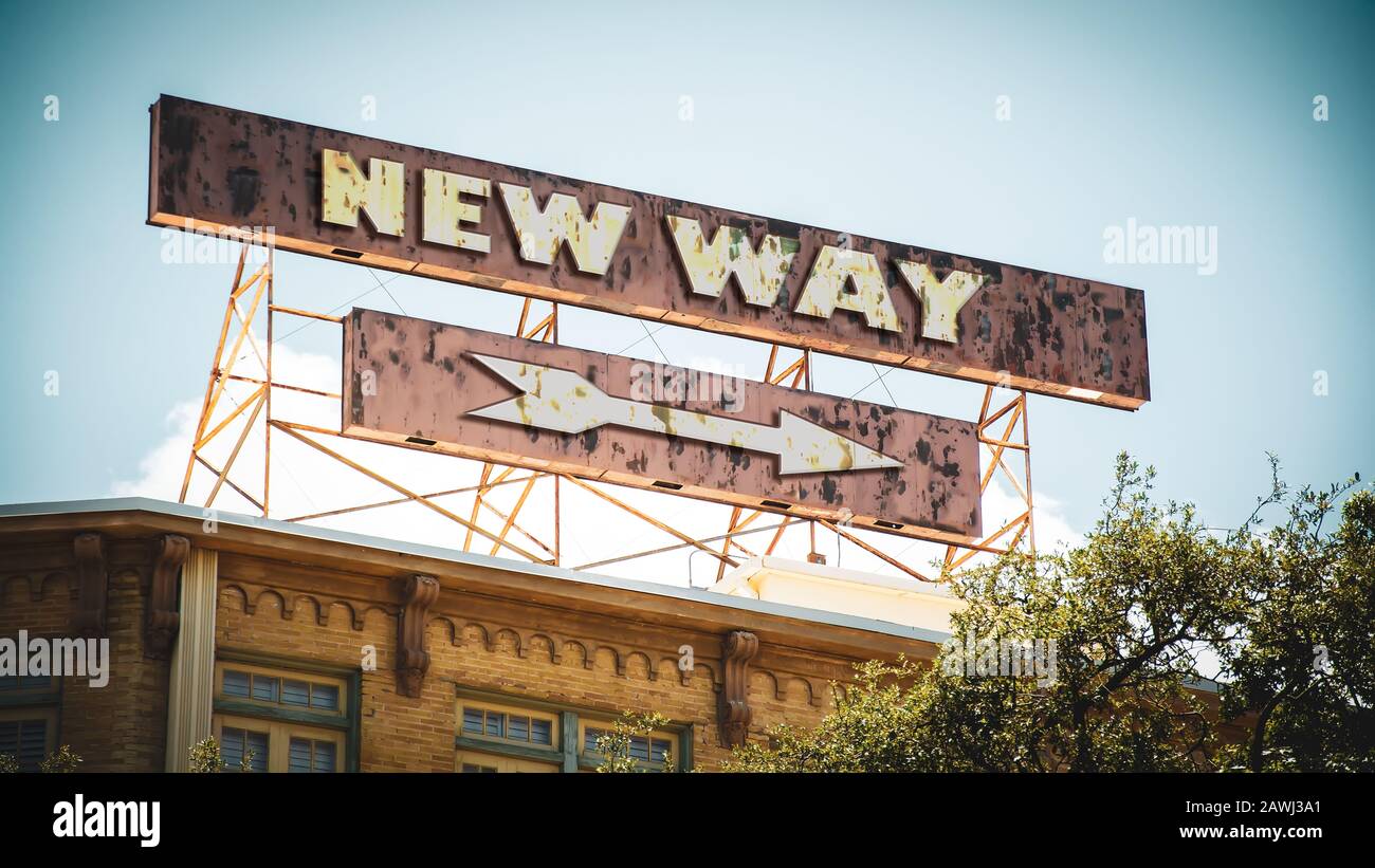Street Sign the Direction Way to New Way Stock Photo - Alamy