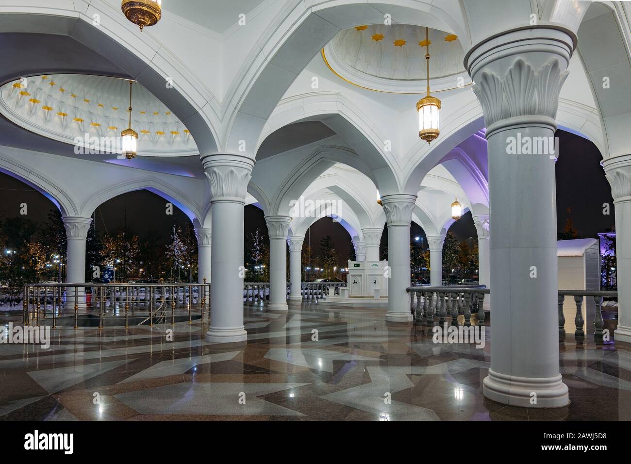 Beautiful colonnade near Prophet Muhammad mosque in Shali City ...