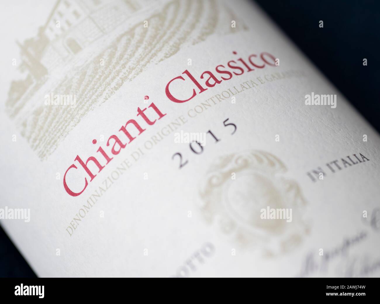 Chianti Classico wine bottle label, 2015, Montemajone, Cantine a Radda ...
